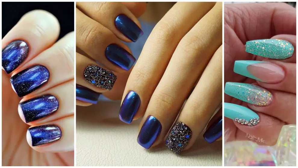 +22 Ideas de uñas azules (hermosas) para lucir una manicura divertida