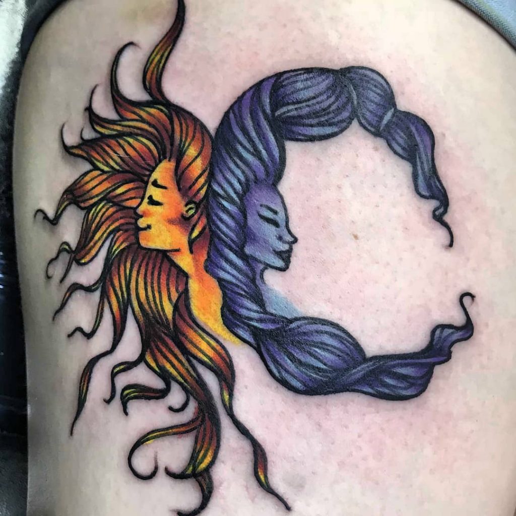 Tatuaje de sol y luna (muy simbólicos) para rayar tu piel
