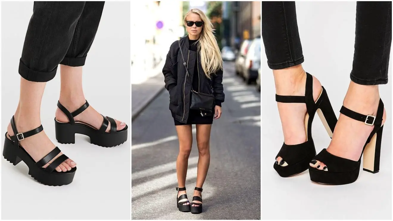 Sandalias negras de plataforma ¿Como combinarlas?